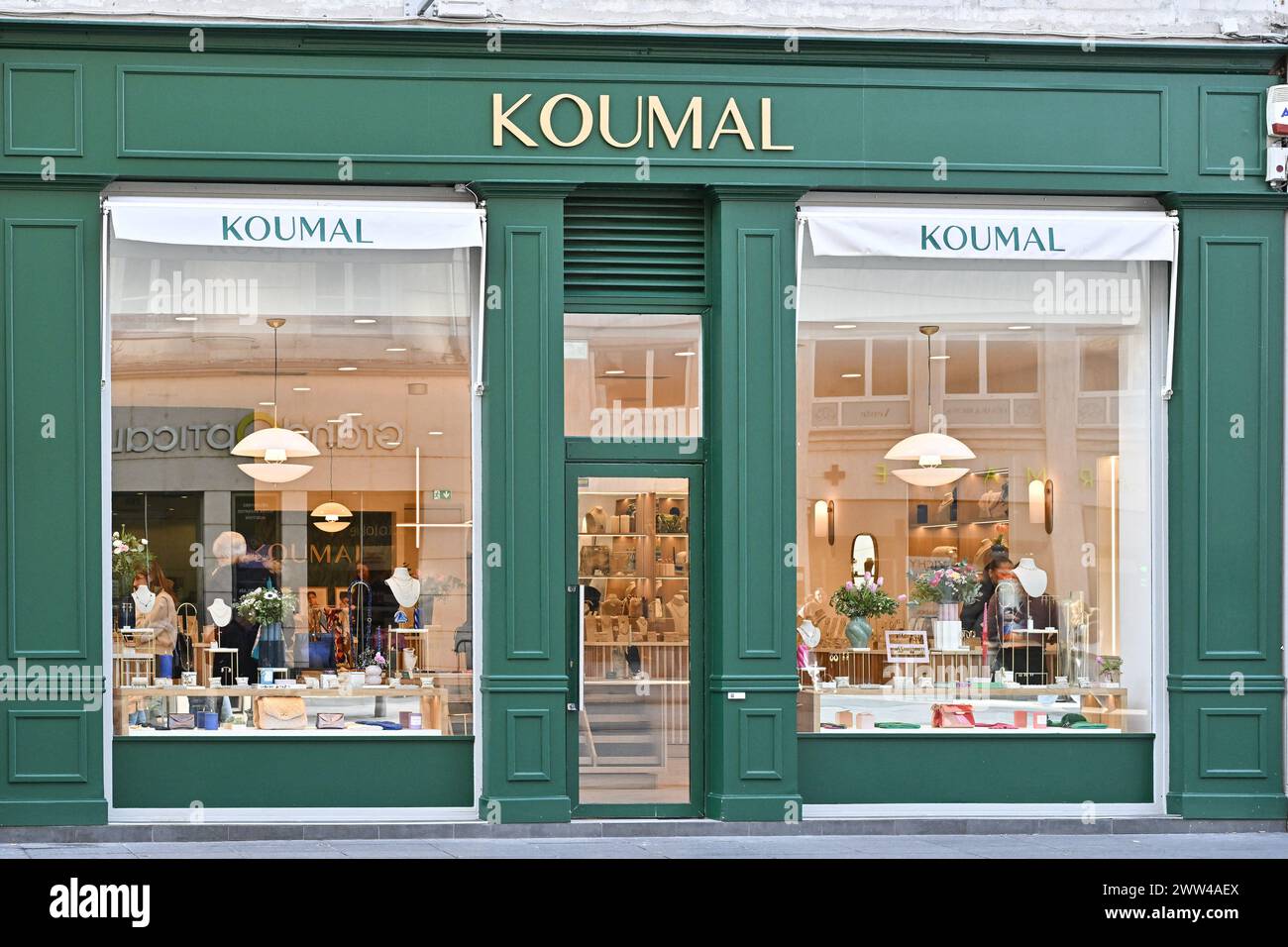 Lyon, France. 27th Jan, 2024. Koumal Illustration of commercial signs ...