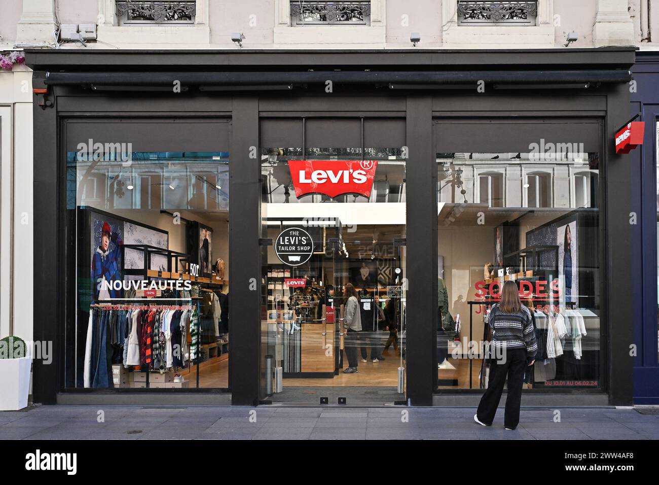 Lyon, France. 27th Jan, 2024. Levis Illustration of commercial signs ...