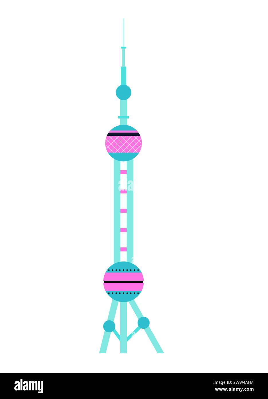 Oriental Pearl TV Tower - modern flat design style single isolated ...