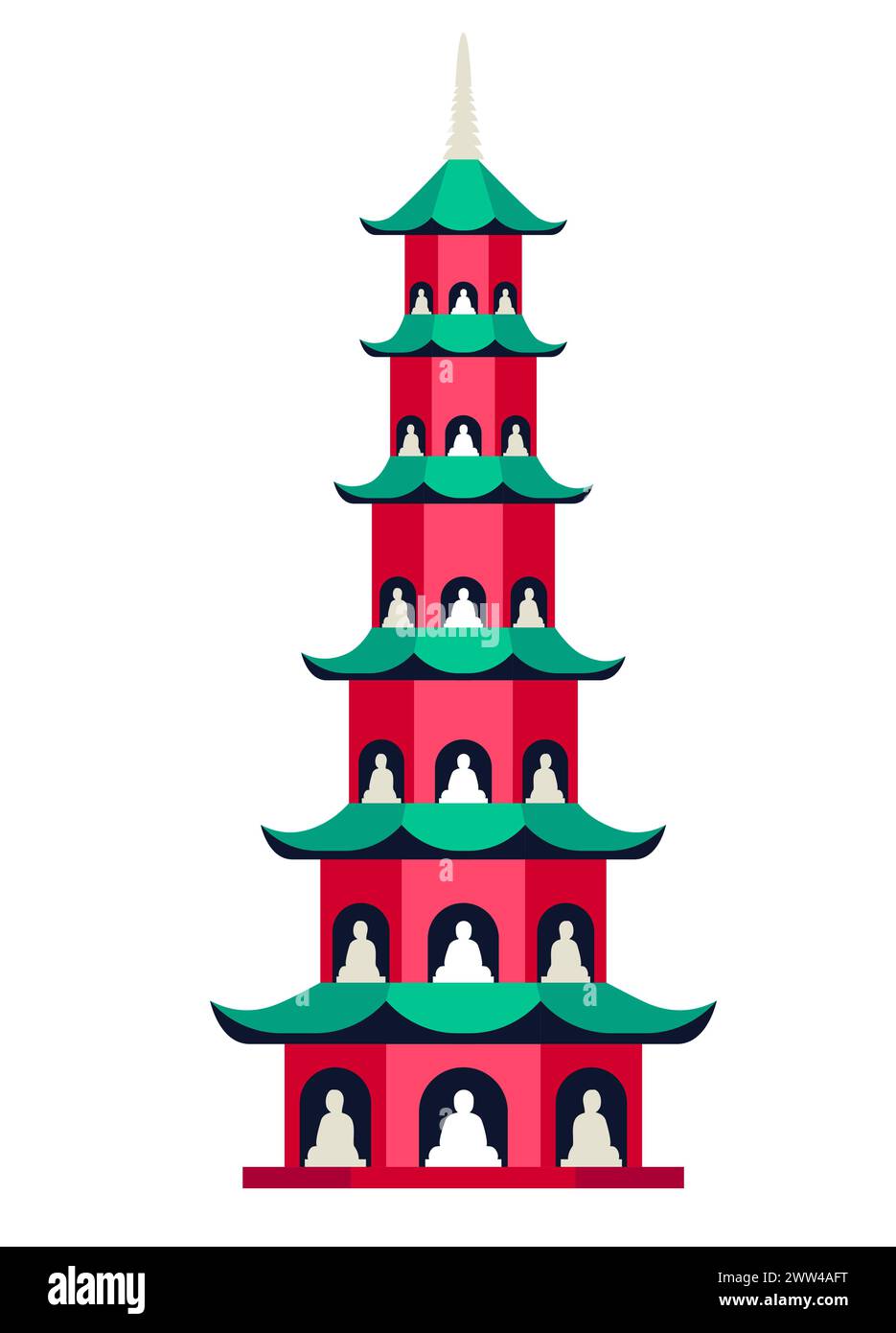 Modern vietnamese pagoda tower Stock Vector Images - Alamy
