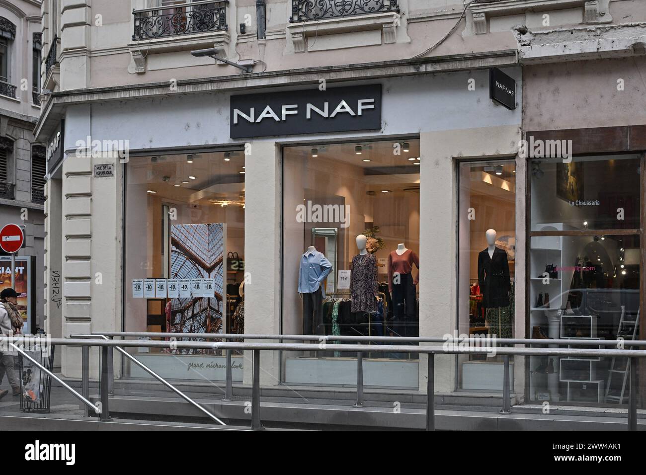Naf Naf Illustration of commercial signs and shops in Lyon, France on ...