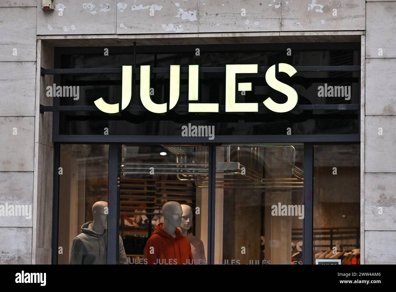 Lyon, France. 29th Jan, 2024. Jules Illustration of commercial signs ...