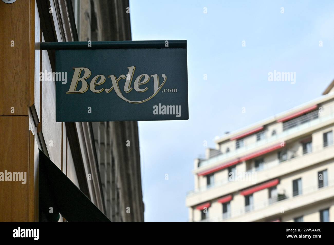 Bexley Illustration of commercial signs and shops in Lyon, France on February 16, 2024. Photo by ...