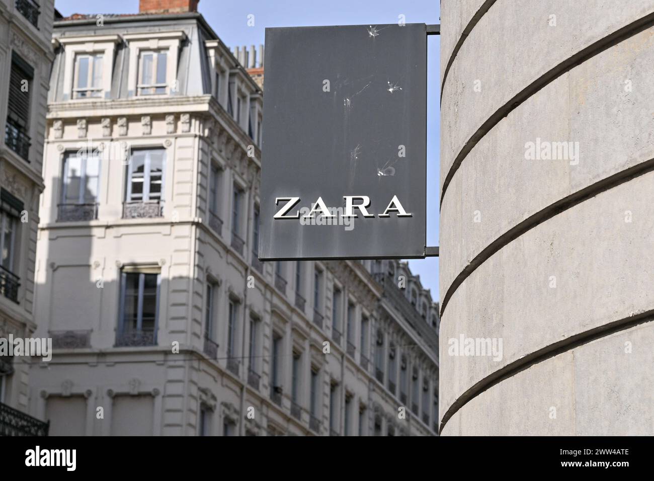 Zara Illustration of commercial signs and shops in Lyon, France on ...