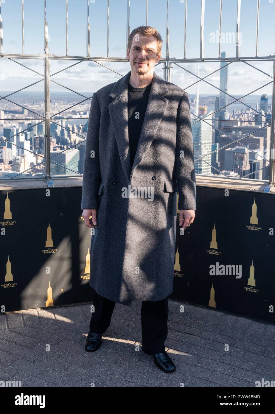 New York, USA. 21st Mar, 2024. Hayden Christensen visits Empire State Building observation deck ...