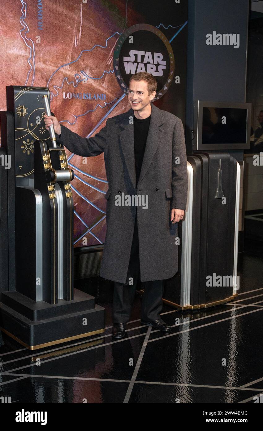 New York, USA. 21st Mar, 2024. Hayden Christensen visits Empire State ...