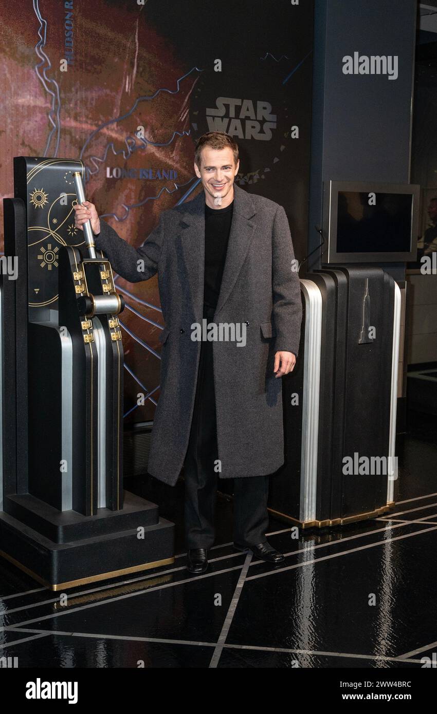 New York, USA. 21st Mar, 2024. Hayden Christensen visits Empire State ...