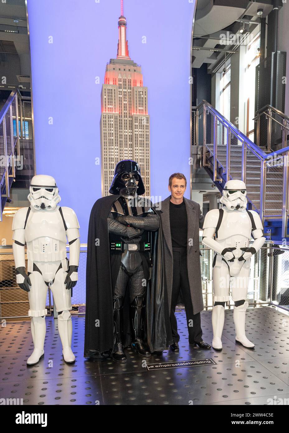 New York, USA. 21st Mar, 2024. Hayden Christensen visits Empire State Building grand staircase ...