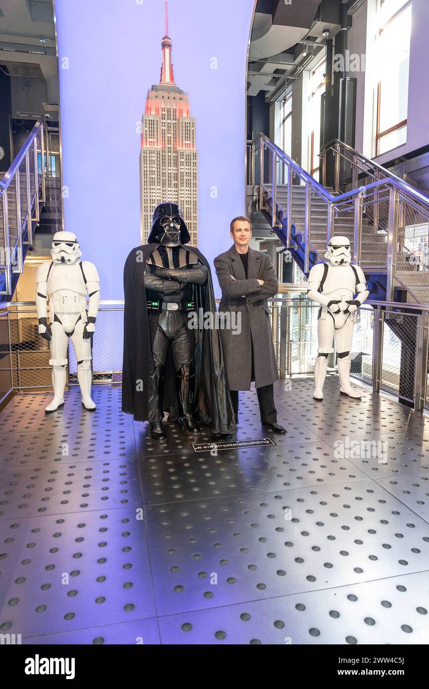 New York, USA. 21st Mar, 2024. Hayden Christensen visits Empire State ...