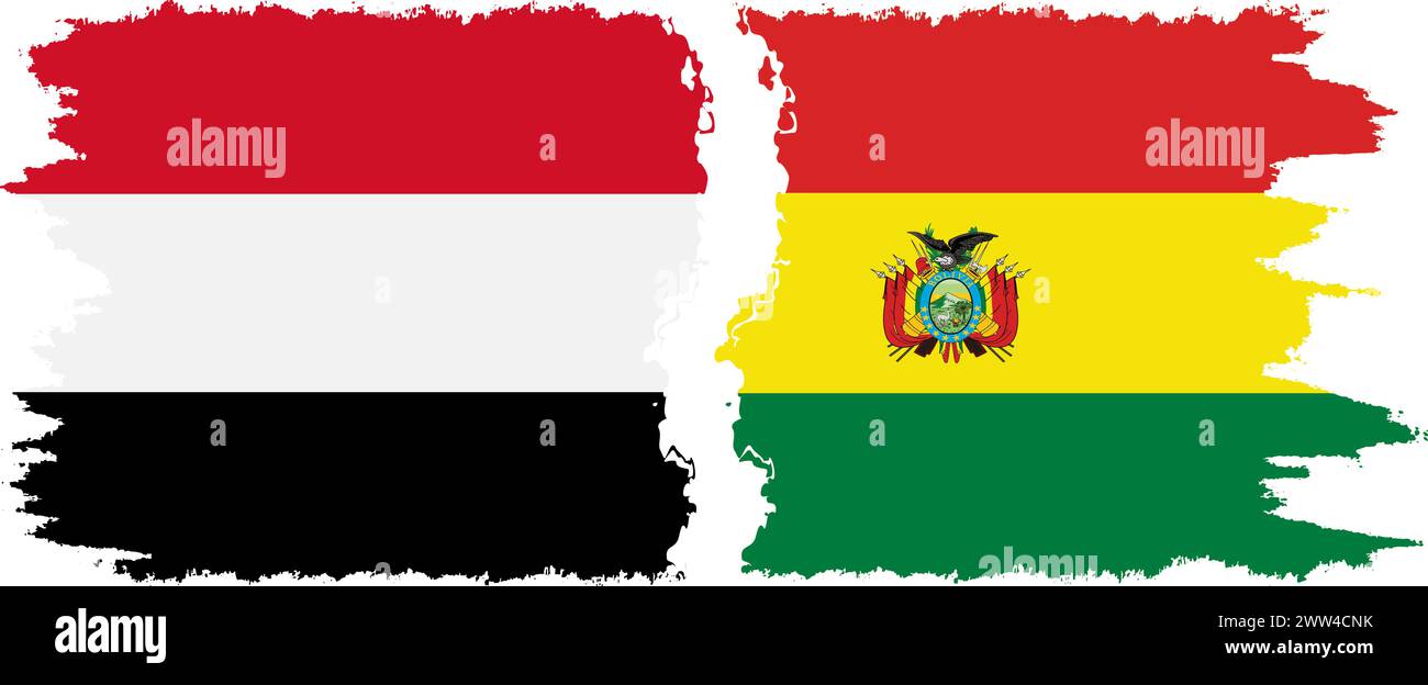 Bolivia and Yemen grunge flags connection, vector Stock Vector Image ...