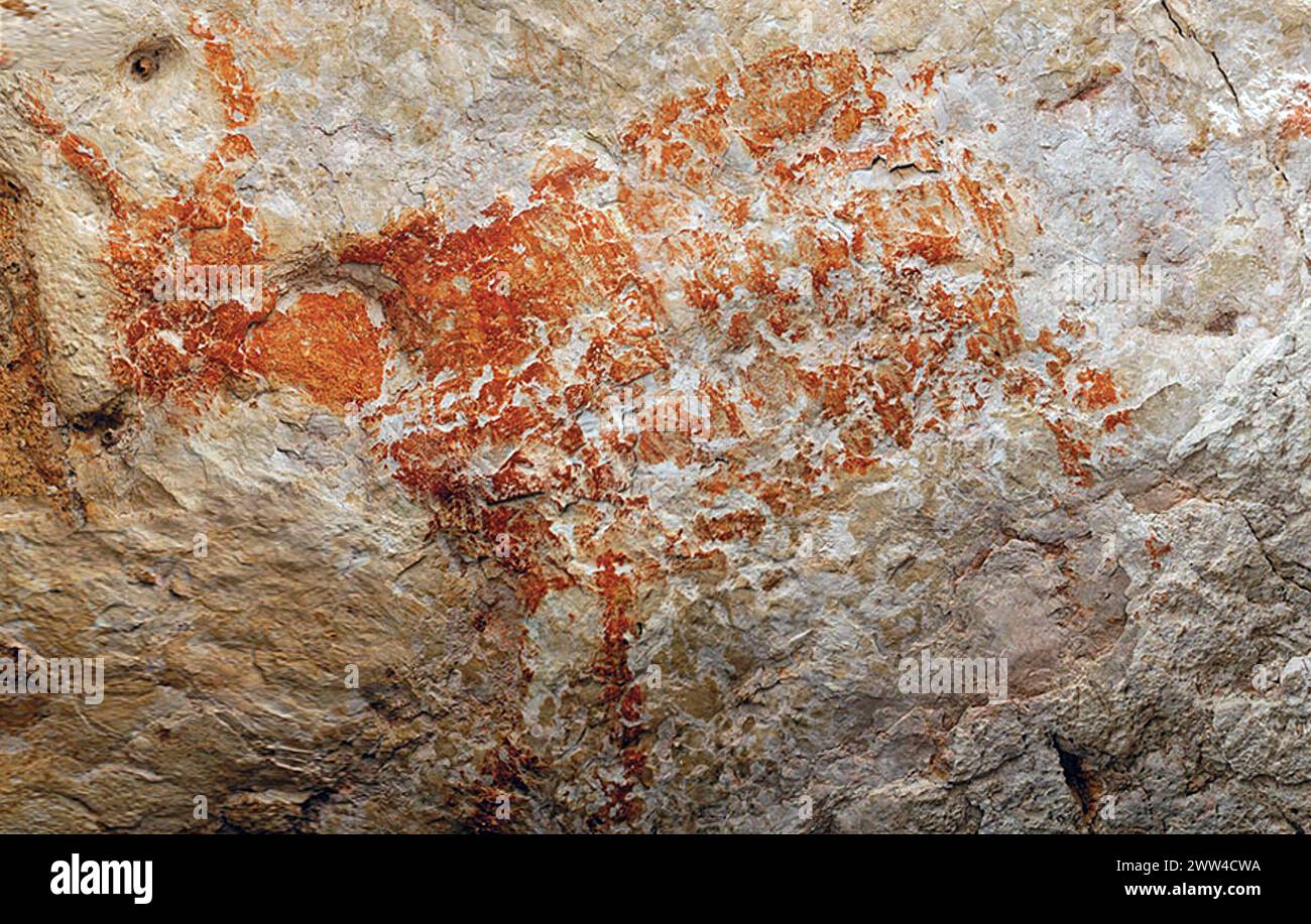 One of the oldest known figurative paintings, a depiction of a bovine ...