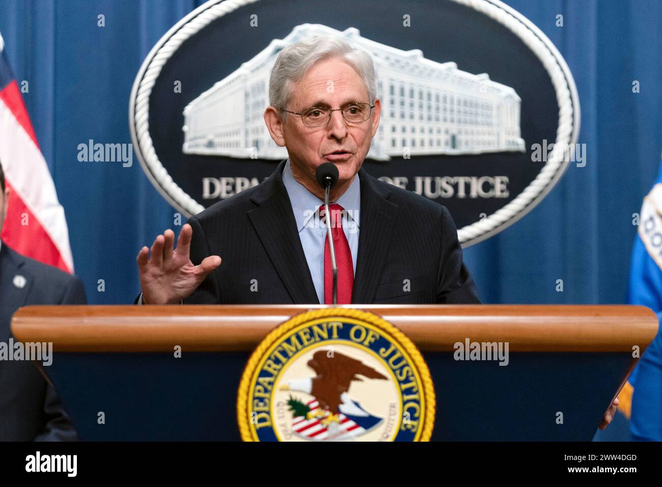 Attorney General Merrick Garland speaks during a news conference at ...