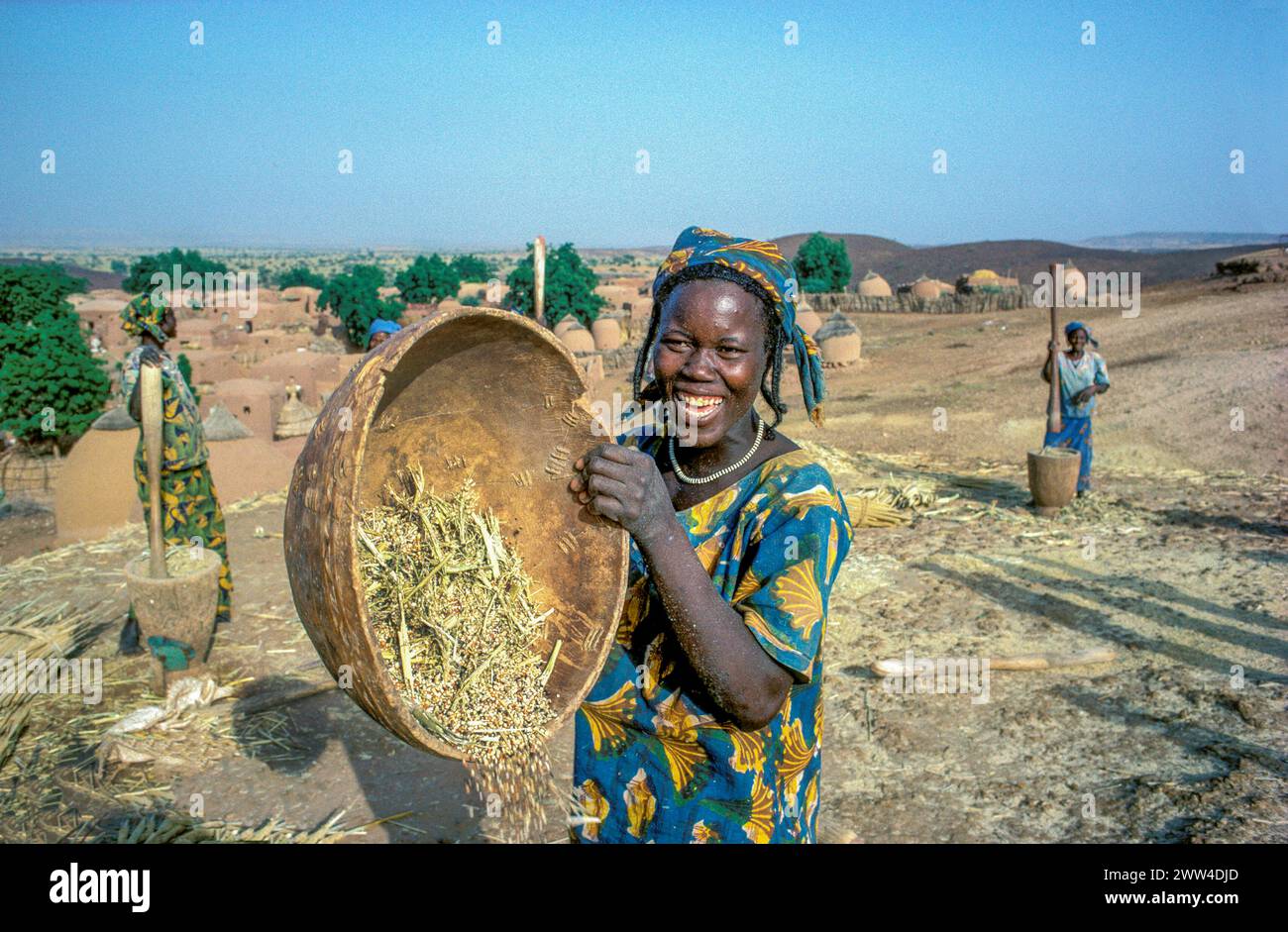 Niger, outside the village of Tahoua in the Sahel, women from the ...