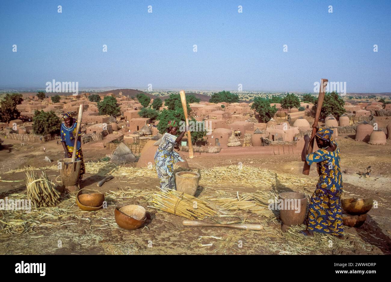 Niger, outside the village of Tahoua in the Sahel, women from the ...