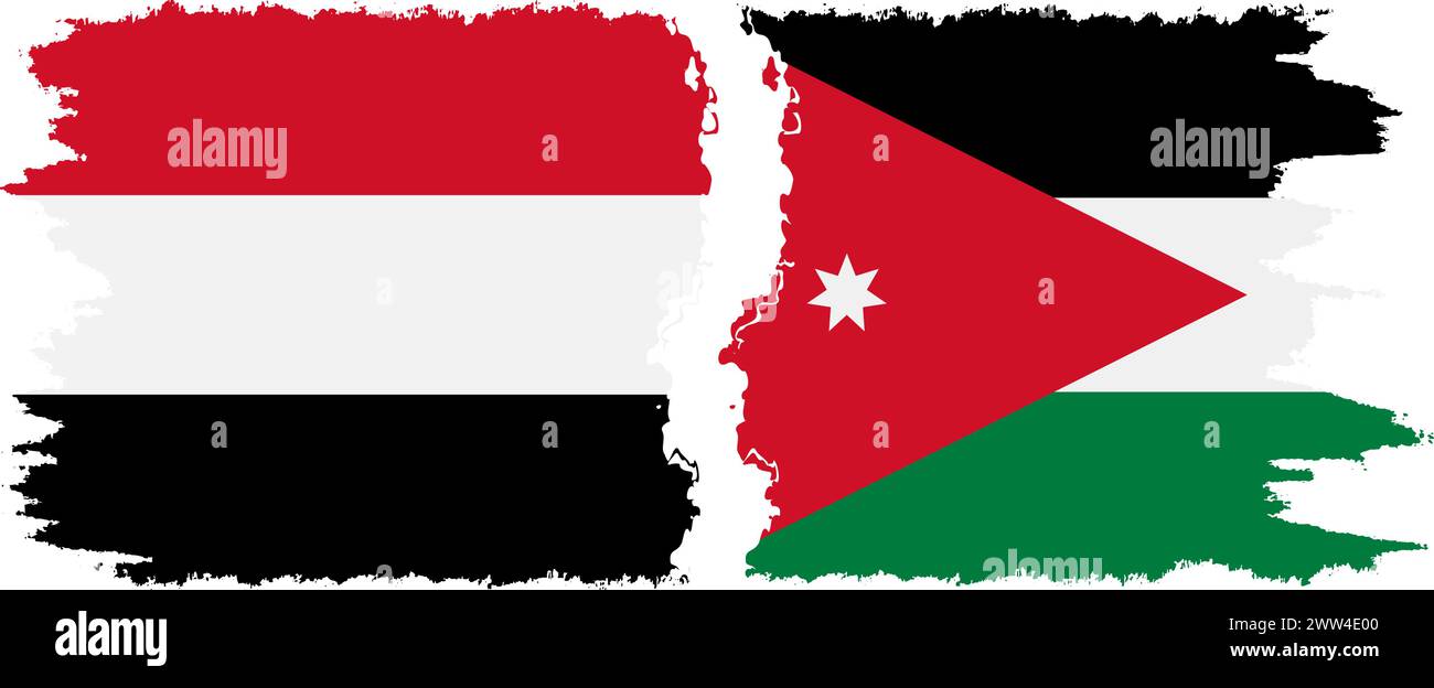 Jordan and Yemen grunge flags connection, vector Stock Vector Image ...