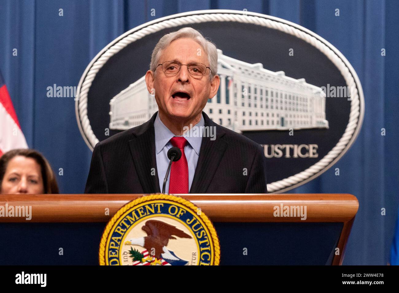 Attorney General Merrick Garland speaks during a news conference at ...