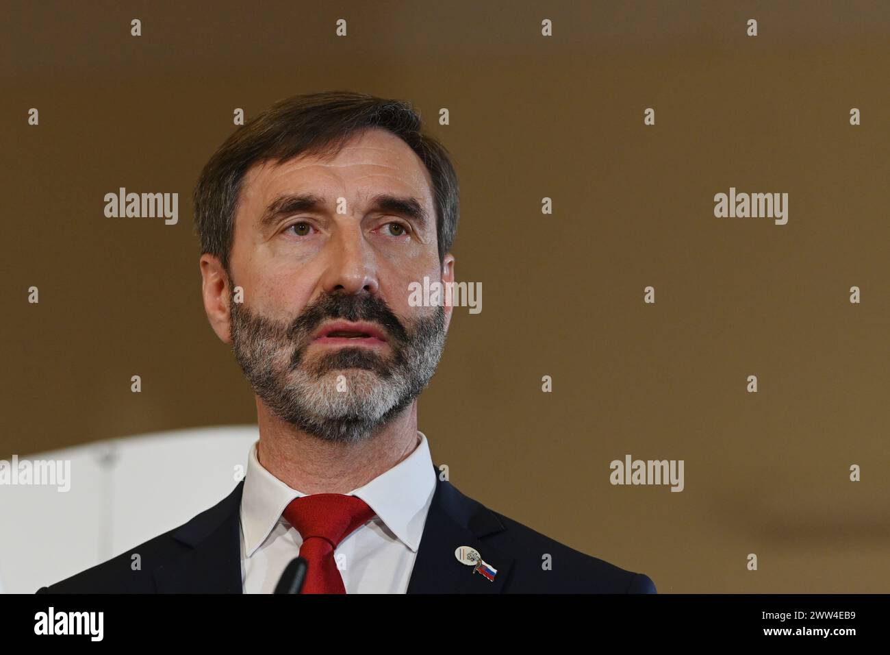 Slovak foreign minister Juraj Blanar seen during the joint press ...