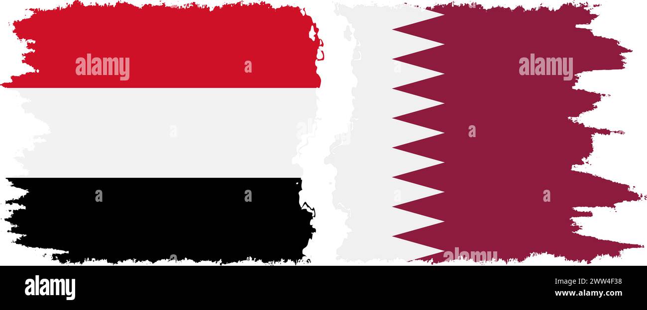 Qatar and Yemen grunge flags connection, vector Stock Vector Image ...