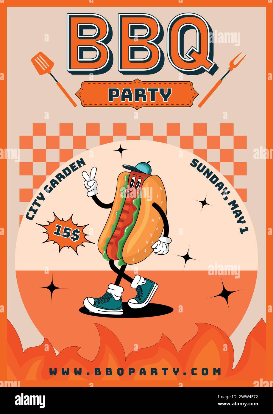 Vintage party barbecue poster hi-res stock photography and images - Alamy