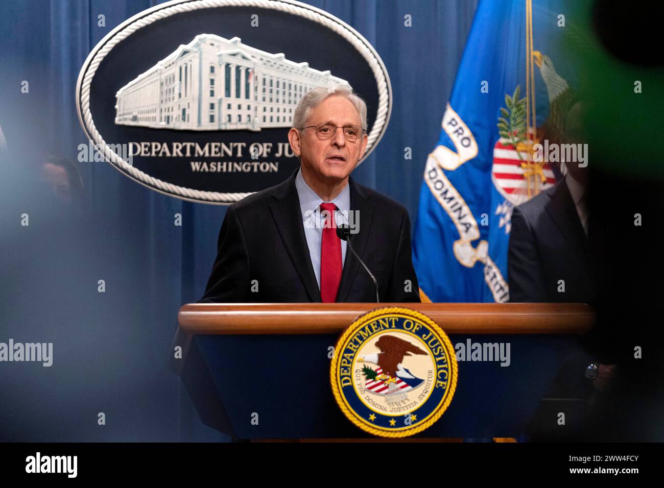Attorney General Merrick Garland speaks during a news conference at ...
