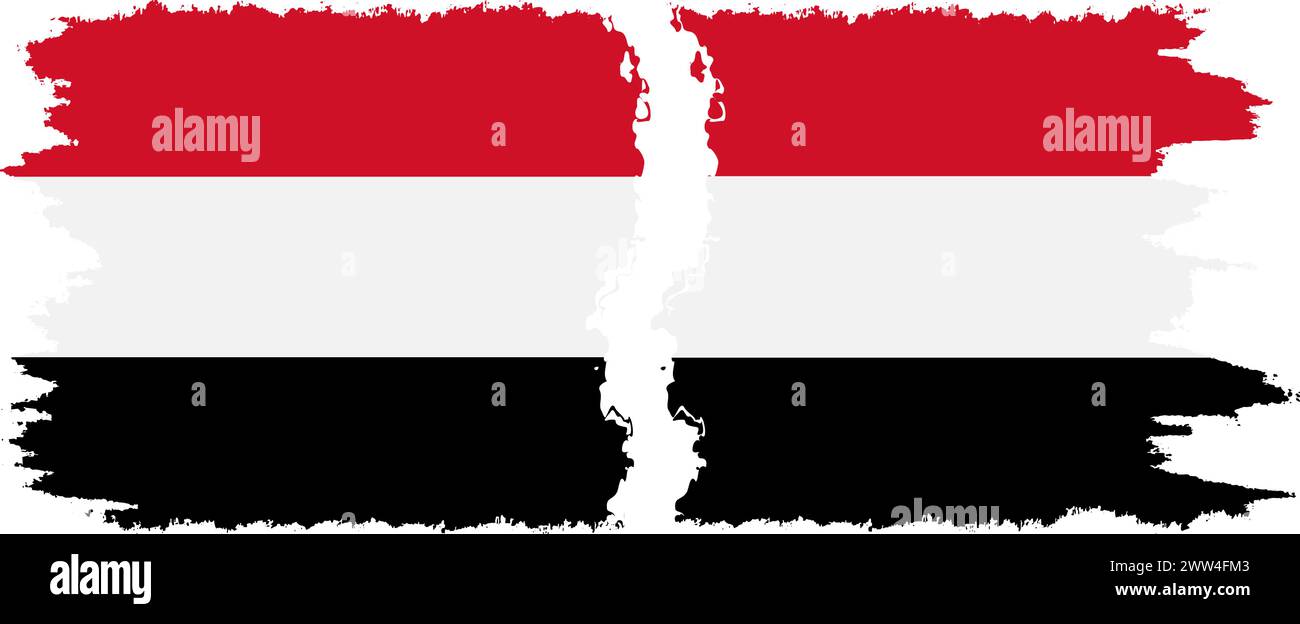 Yemen and Yemen grunge flags connection, vector Stock Vector Image ...