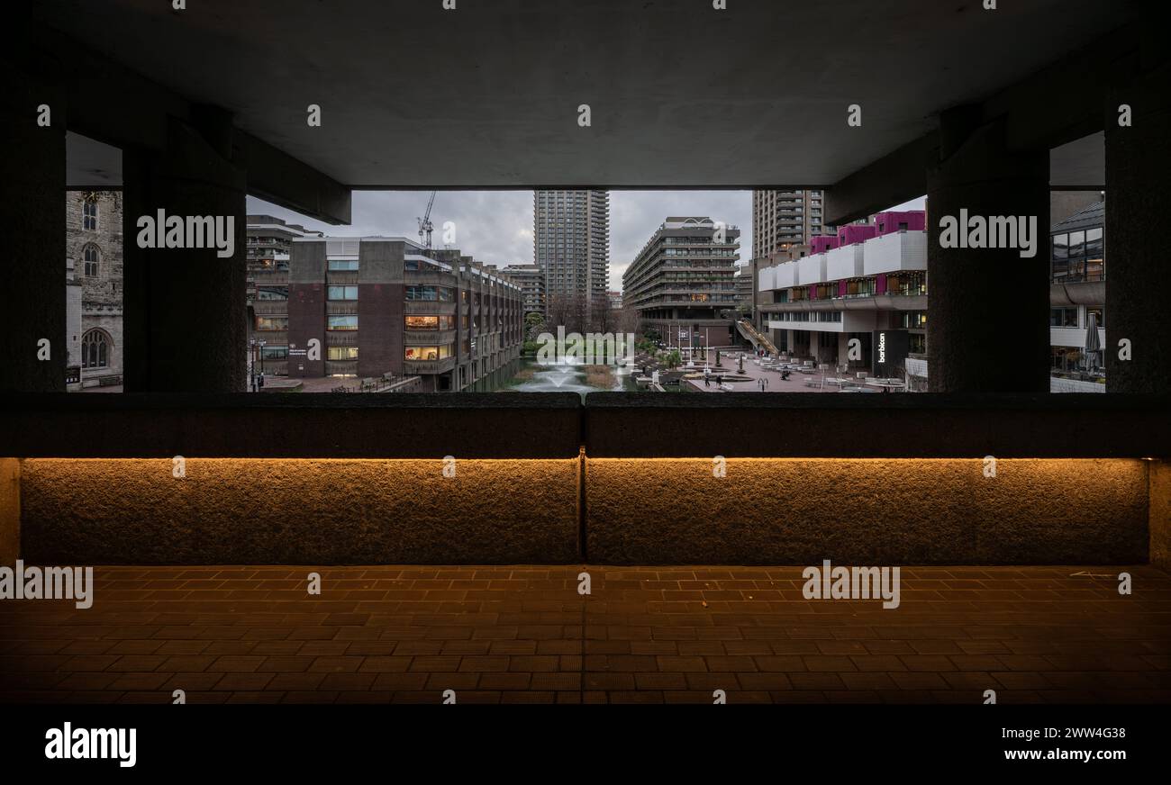 London, UK: High-level walkway on the Barbican Estate in the City of ...