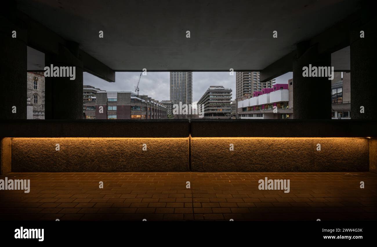 London, UK: High-level walkway on the Barbican Estate in the City of ...