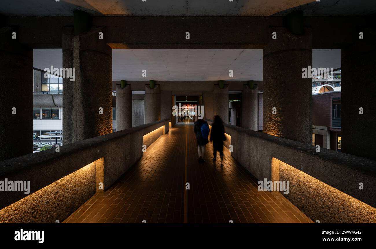 London, UK: High-level walkway on the Barbican Estate in the City of ...