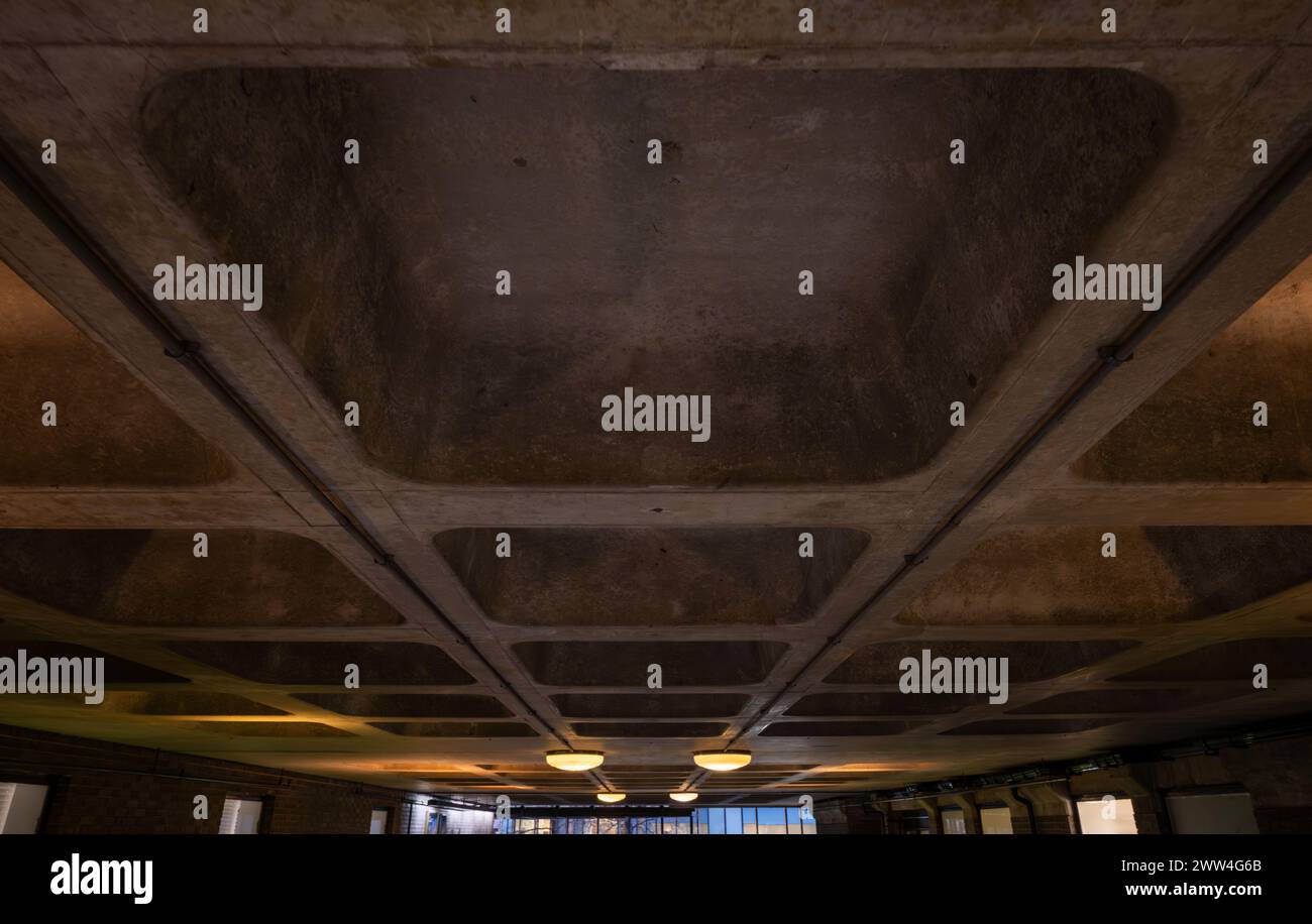 London, UK: Walkway in the Barbican Estate in the City of London with ...