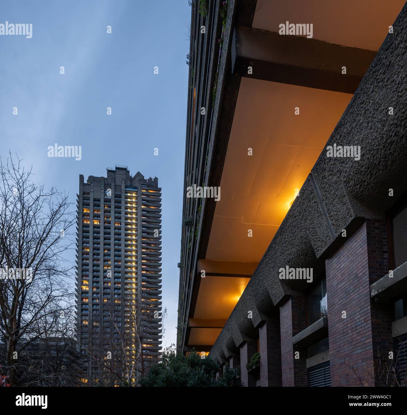 London, UK: Lauderdale Tower and residential block on the Barbican ...