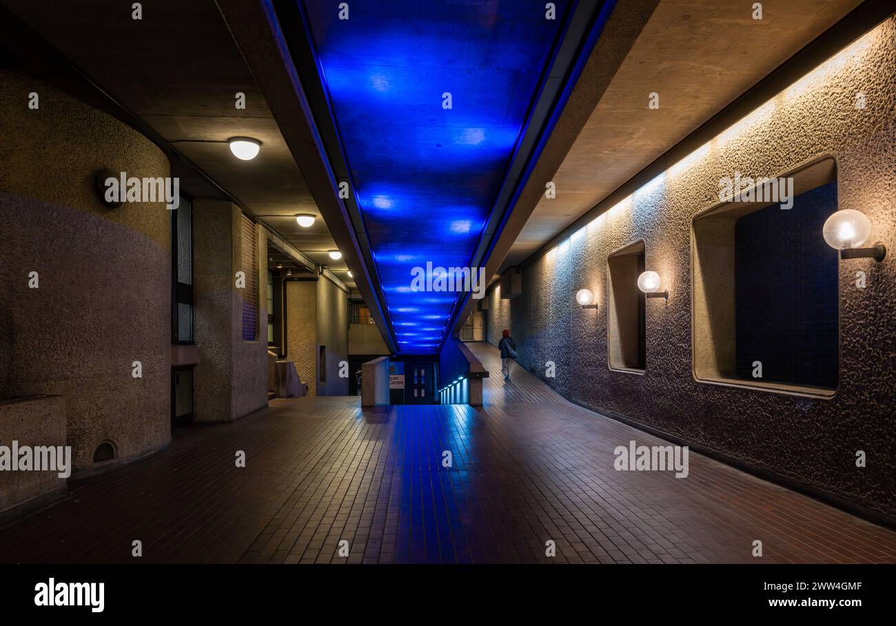 London, UK: Interior architecture of the Barbican Estate in the City of ...