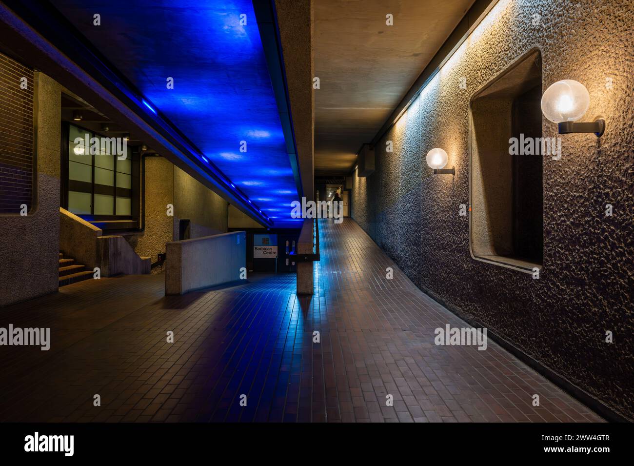 London, UK: Interior architecture of the Barbican Estate in the City of ...