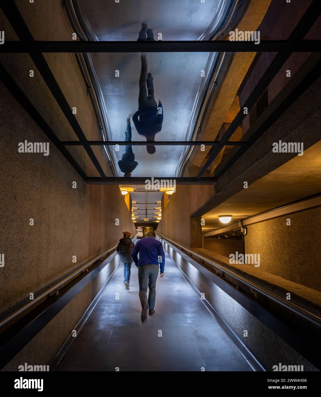 London, UK: Interior architecture of the Barbican Estate in the City of ...