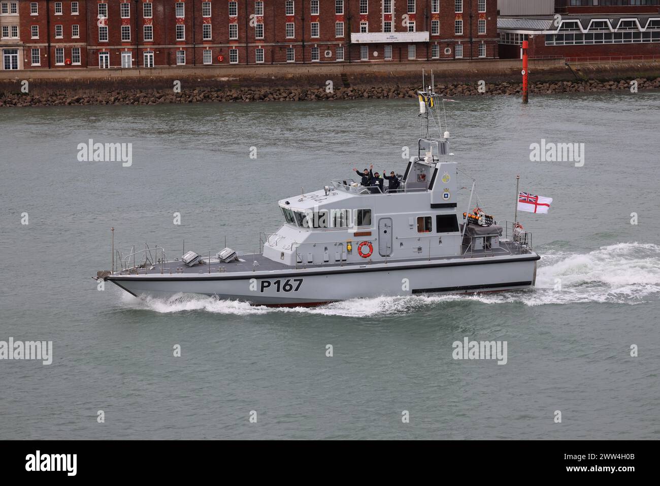 The Royal Navy patrol craft HMS EXPLOIT (P167) sails for a four month deployment to Norway and ...