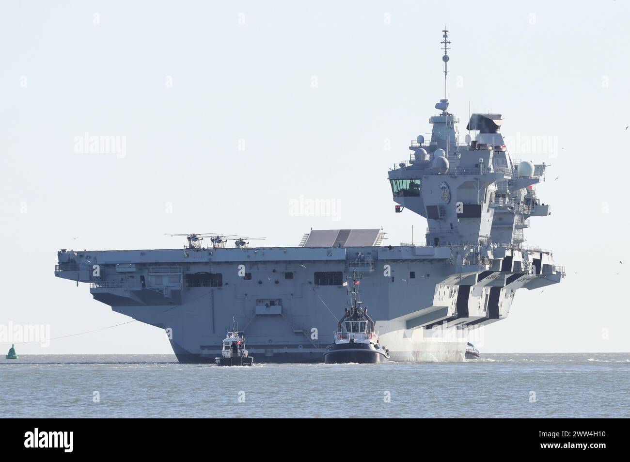 The aircraft carrier HMS PRINCE OF WALES (R09) sails through The Solent ...