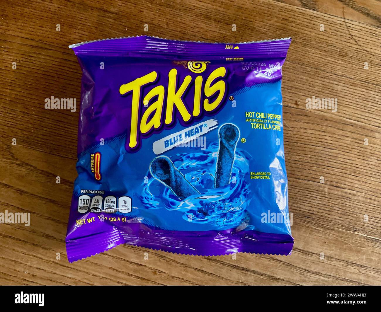 takis blue heat flavoured snacks Stock Photo - Alamy