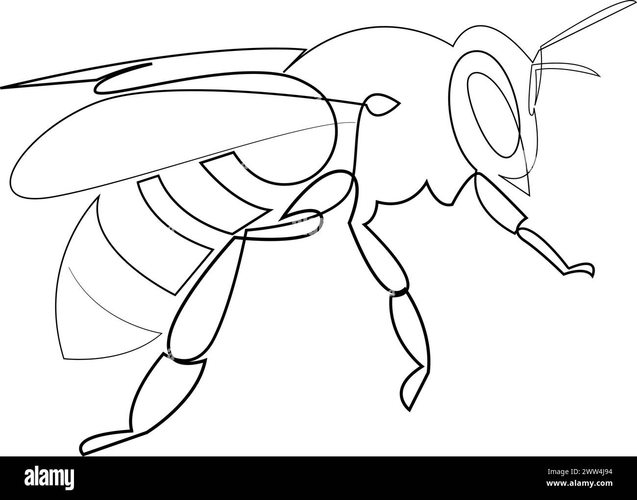 One continuous line drawing of bee. Single line wasp logo. Vector ... One continuous line drawing of bee. Single line wasp logo. Vector ...