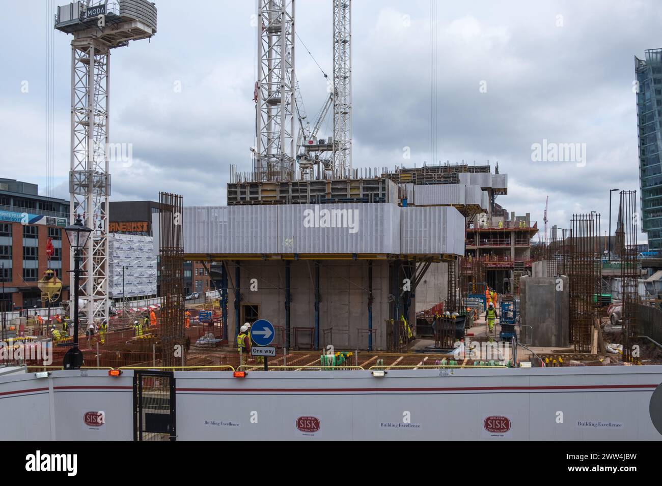 Construction of apartment blocks on a former bomb site on Great Charles ...