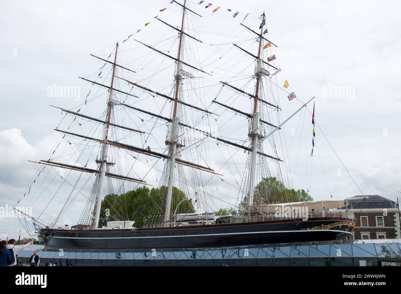 Cutty Sark in Dry Dock, Greenwich, South London, UK. Cutty Sark is a ...