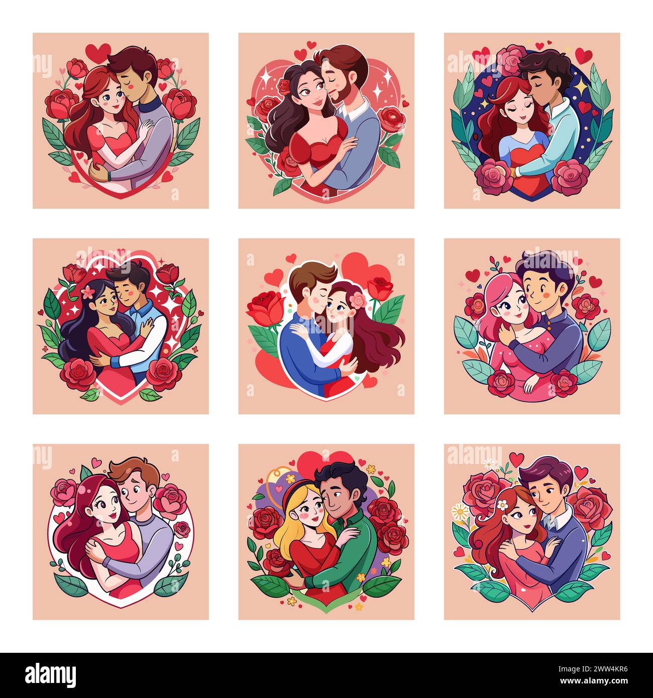 Tshirt sticker featuring a romantic couple in a tender embrace ...