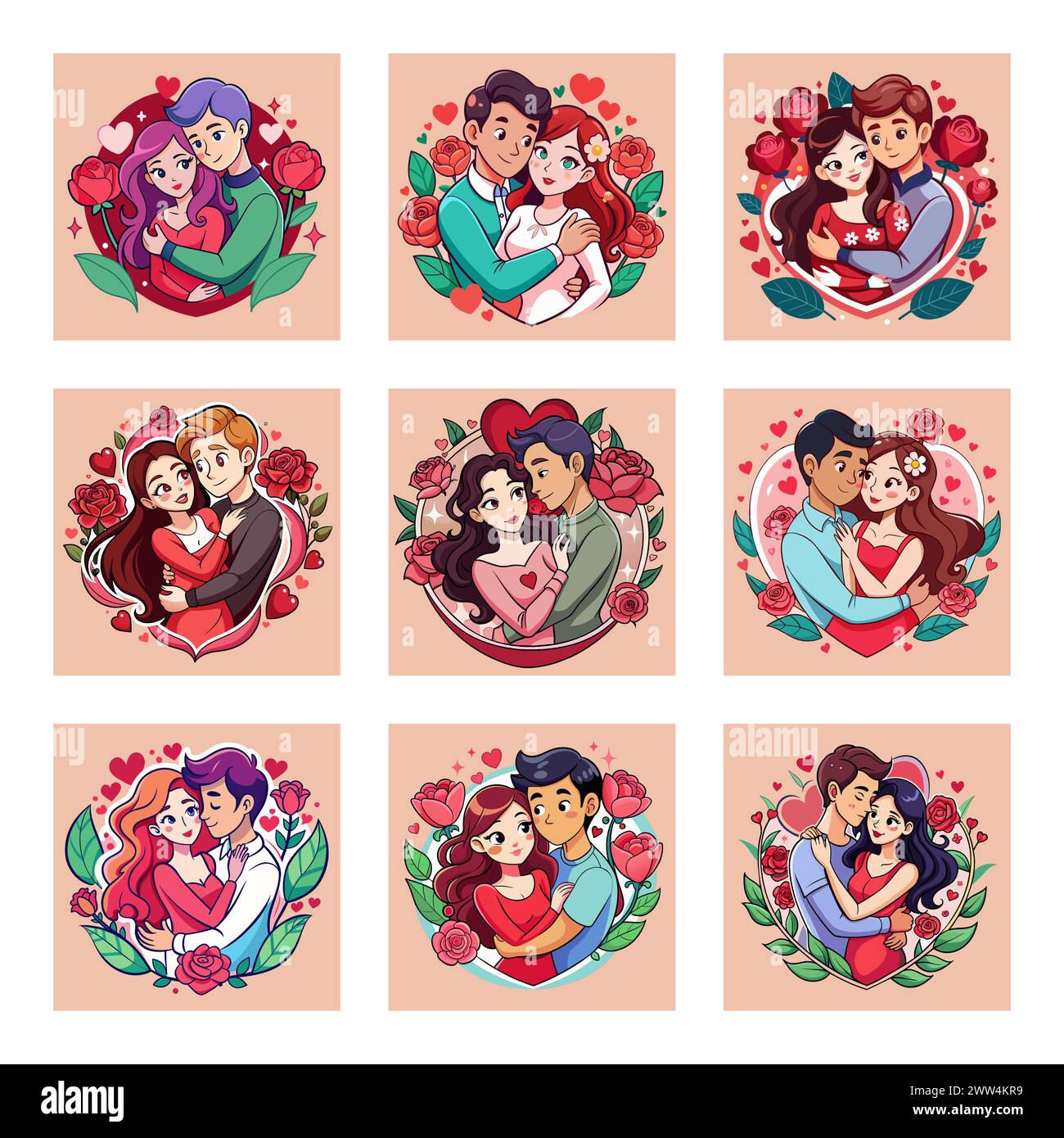 Tshirt sticker featuring a romantic couple in a tender embrace ...