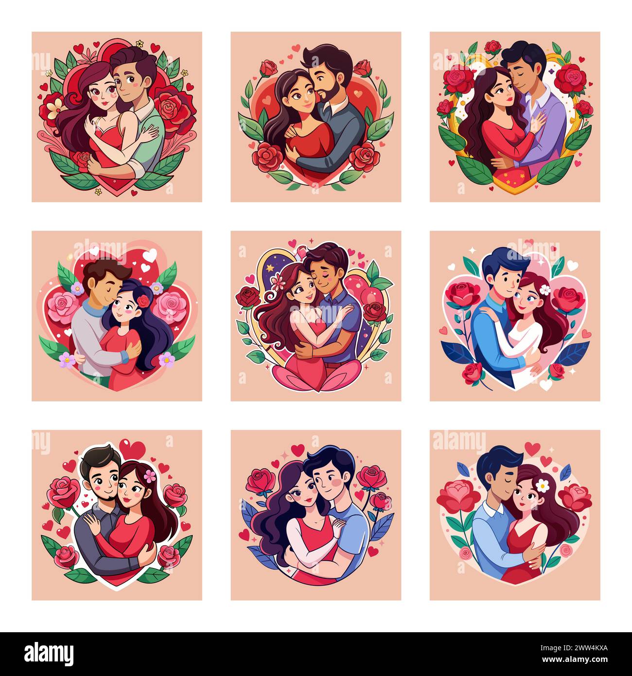 Tshirt sticker featuring a romantic couple in a tender embrace ...