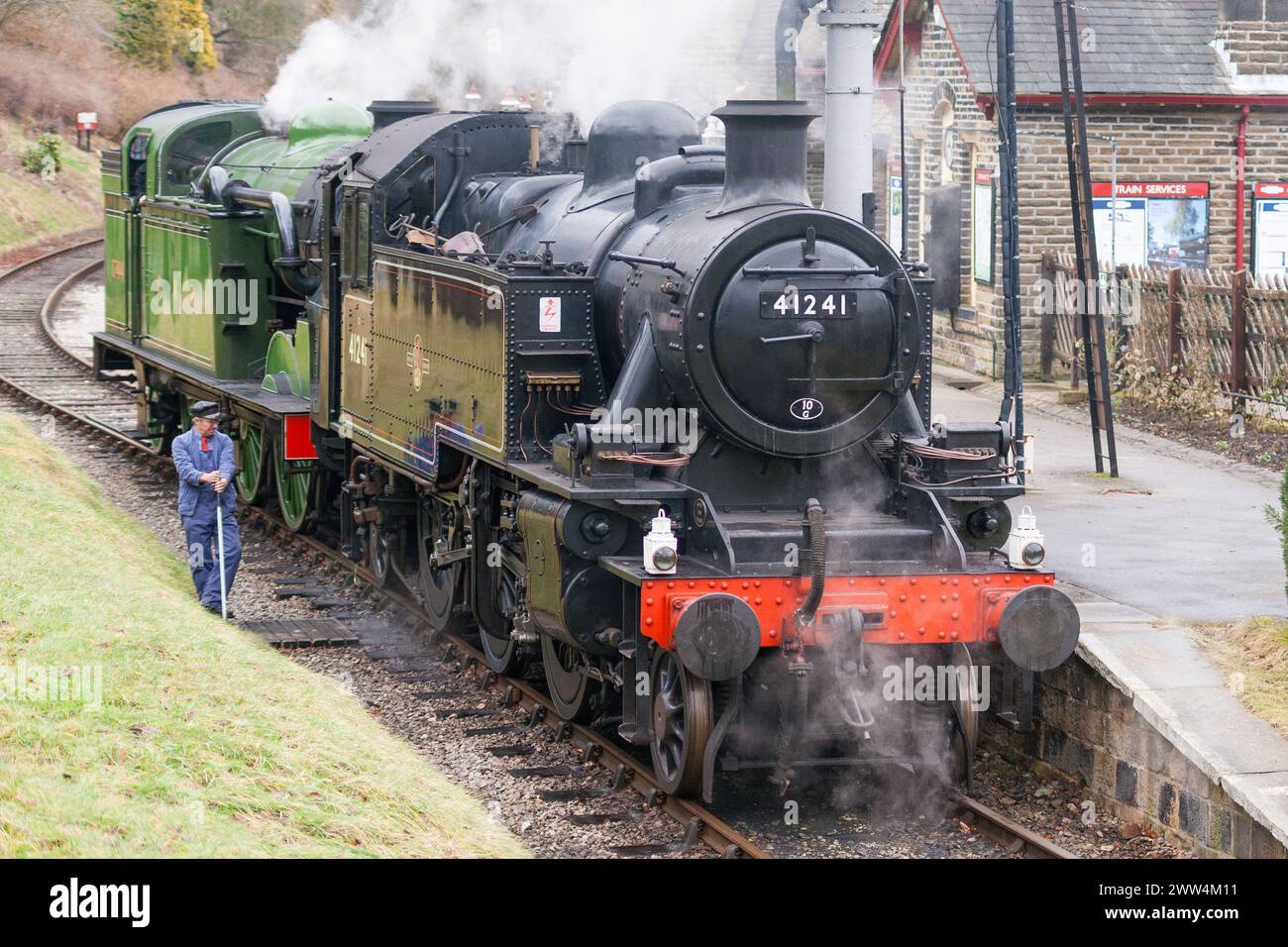 A steam locomotive 41241 on the Keighley & Worth Valley Railway Stock ...