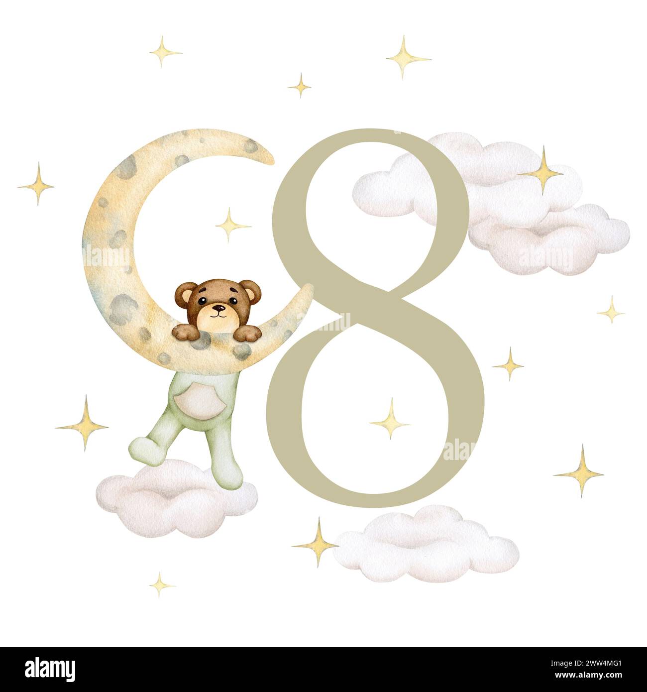 Baby milestone cards in pastel colors. 8 months. Newborn boy or girl ...