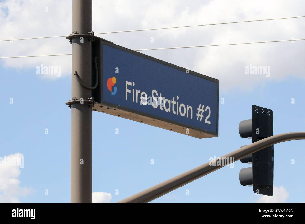 The sign for Gilbert Fire Station No. 2 located on Guadalupe Road is ...
