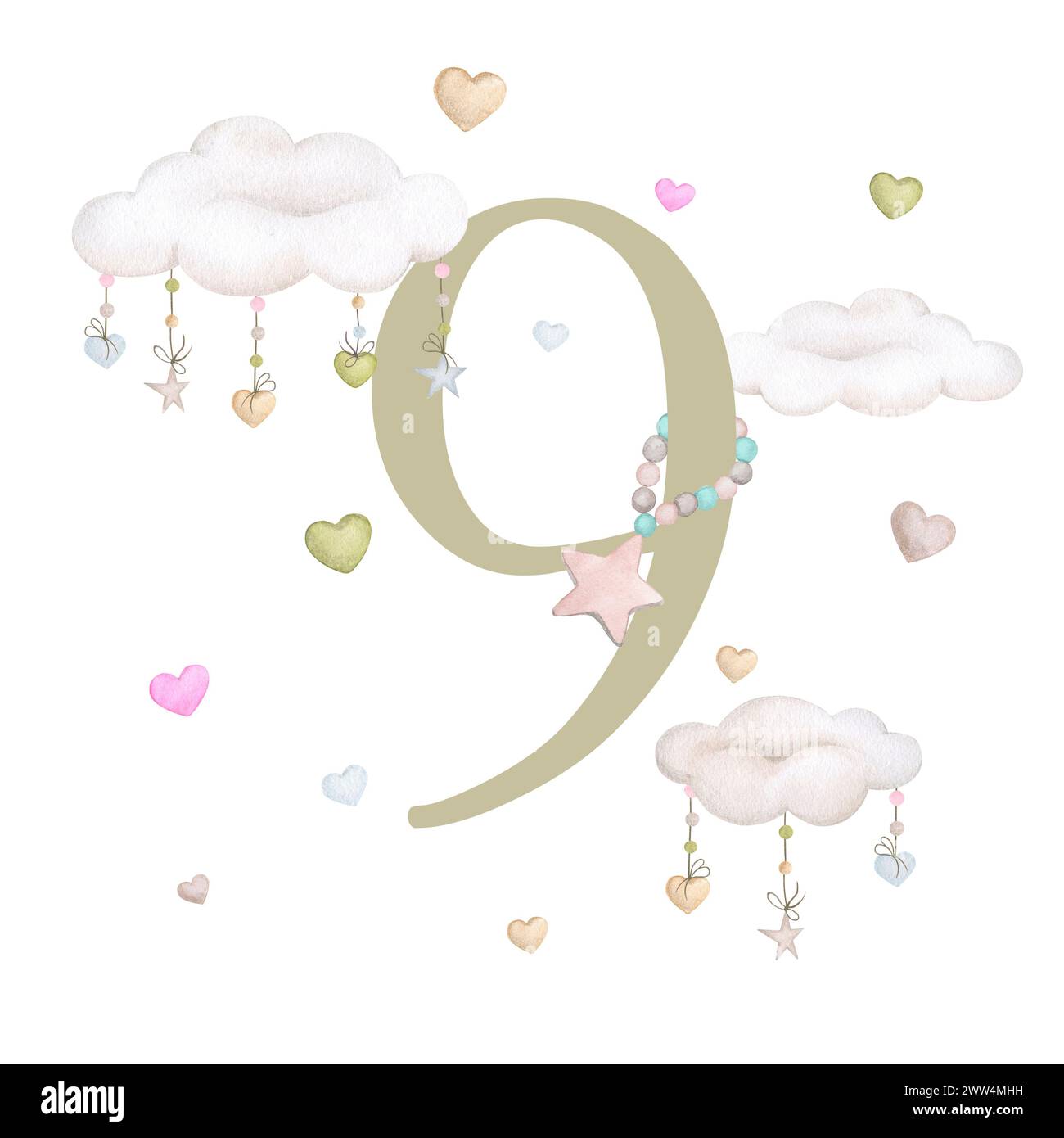 Baby milestone cards in pastel colors. 9 months. Newborn boy or girl ...