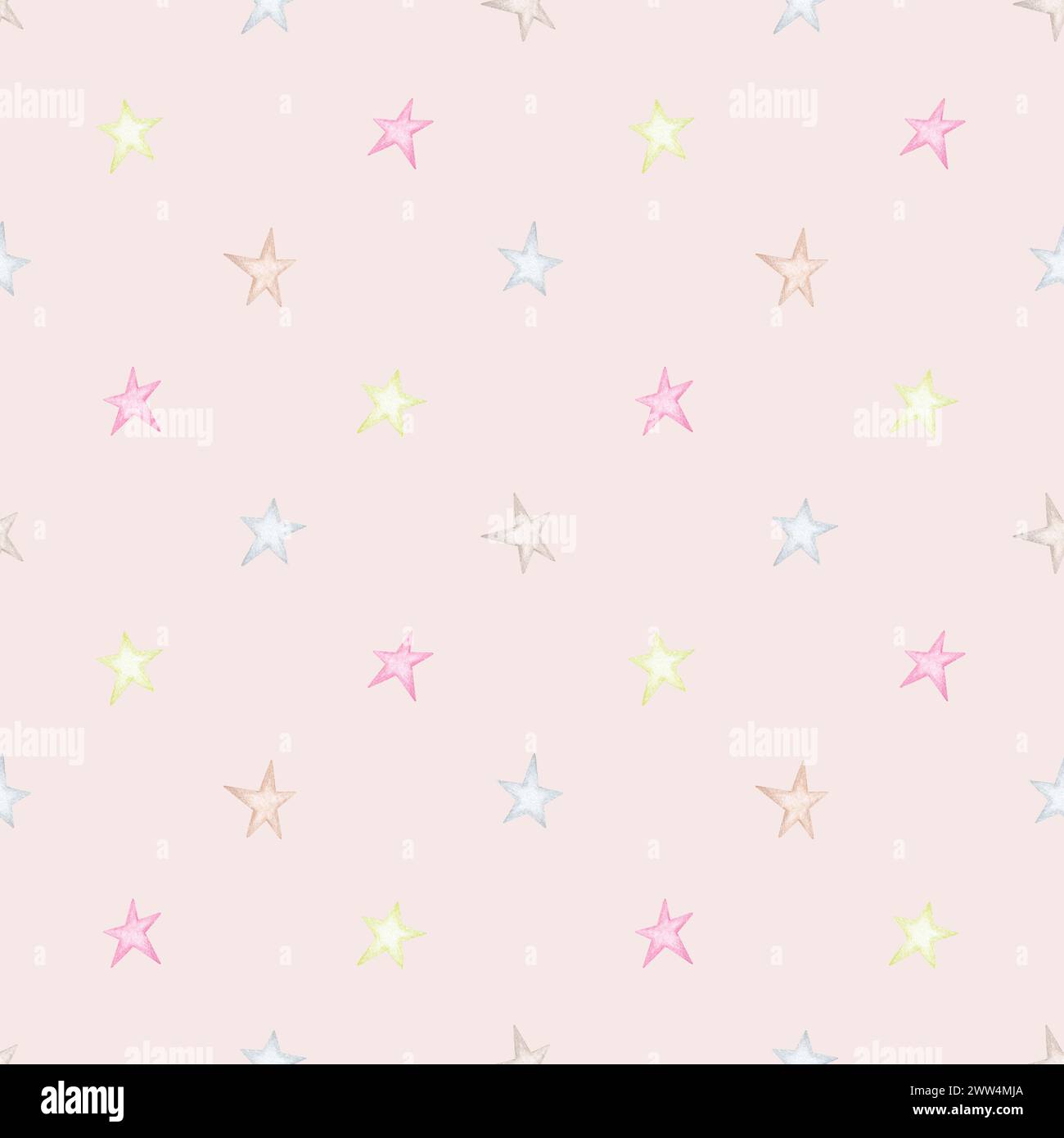 Delicate stars on a beige background. Seamless watercolor pattern ...