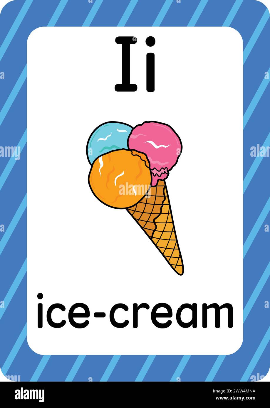ABC Flashcards. Letter, word and picture. Educational cards for ...
