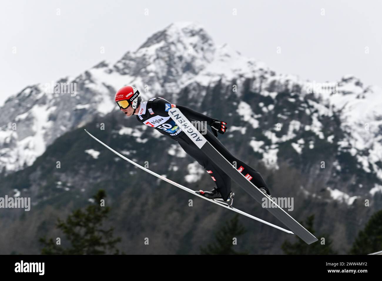 Planica, Slovenia. 21st Mar, 2024. Manuel Fettner of Austria in action ...