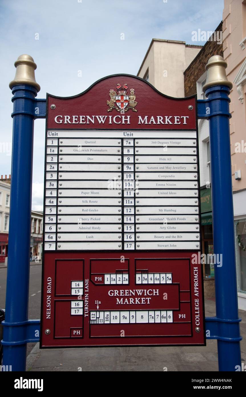 Sign for Greenwich Market, Greenwich, South London, UK Stock Photo - Alamy